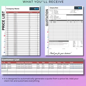 Price List and Quote Template, Microsoft Excel, PDF Convertible ...