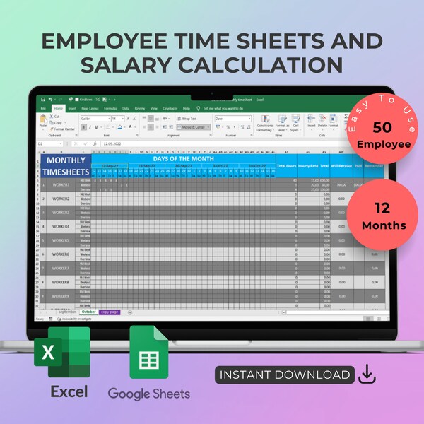 Employee Schedule Template Monthly - Etsy