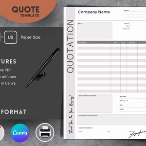 Quotation Template in Printable, Ready Pdf Format, Editable in Canva ...