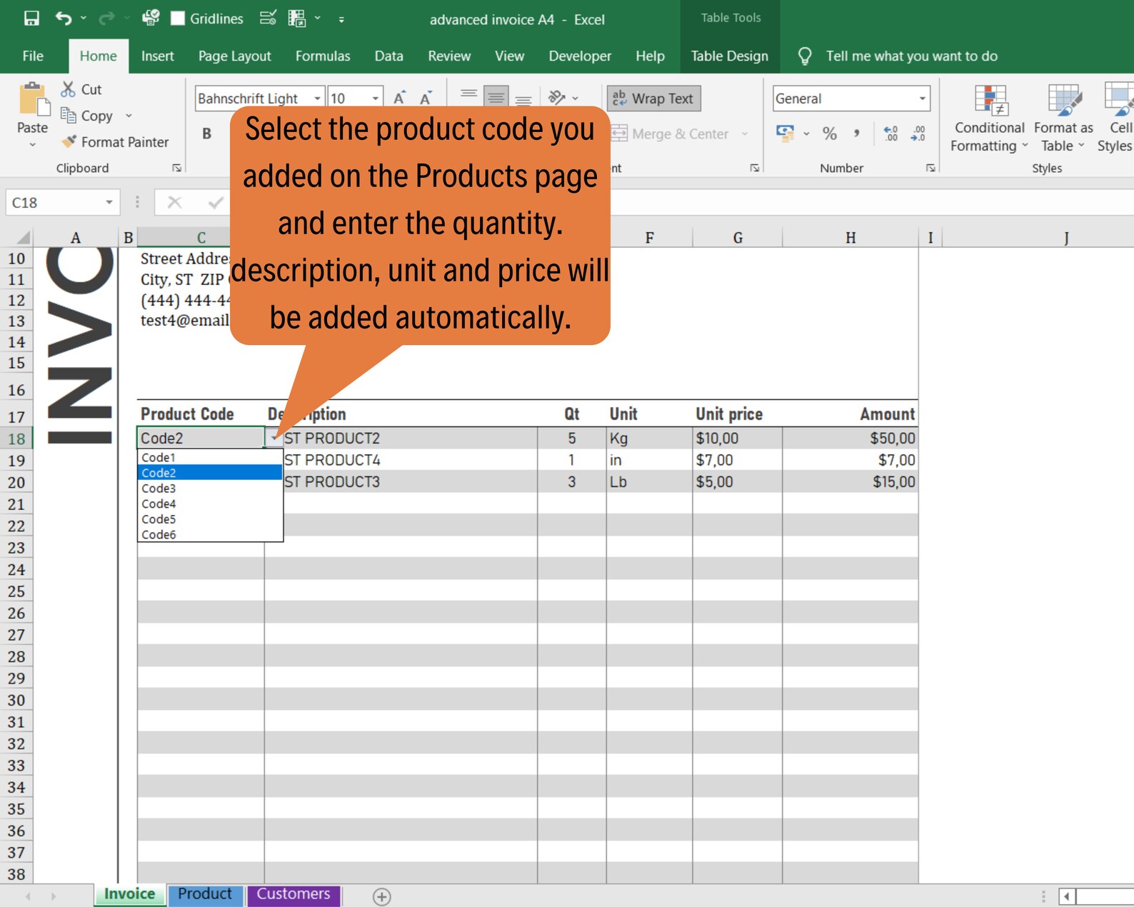 Advanced Invoice Template Selected From Customers and - Etsy