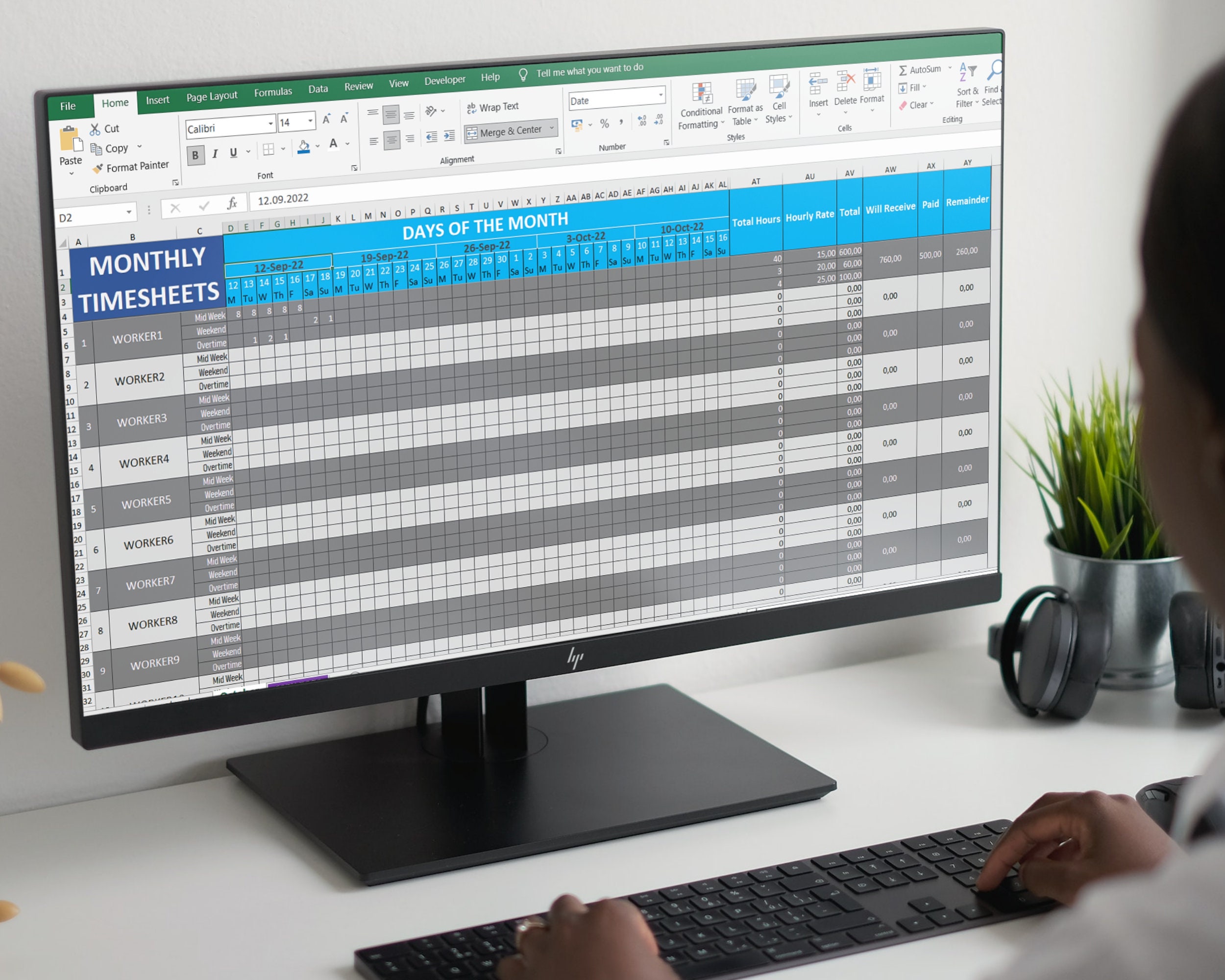 Monthly Time Employee Chart Salary Calculator Employee Work - Etsy