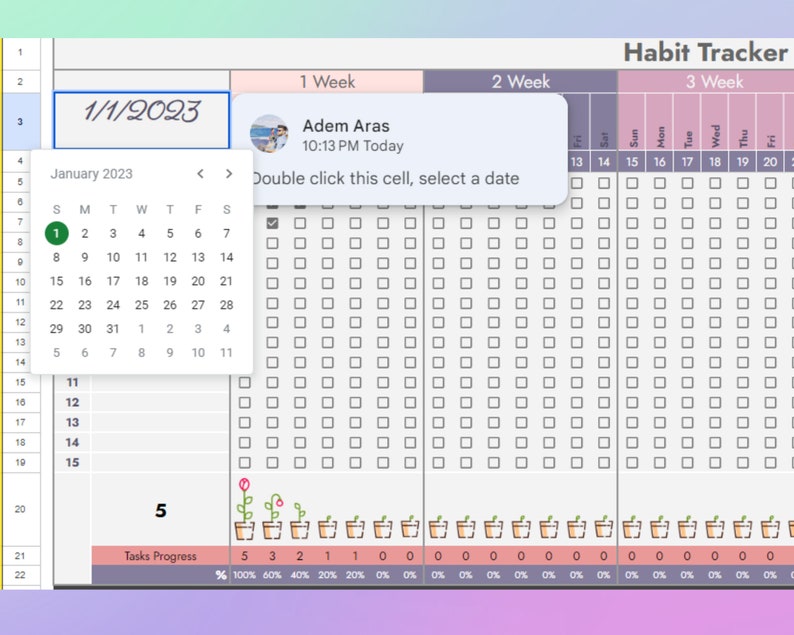 Habit Tracker Spreadsheet Google Sheets Daily Weekly Monthly Habit Planner Goal Planner Digital ...