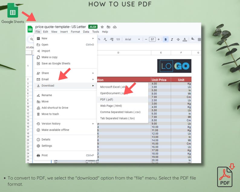 Product Price List Template: Excel & Google Sheets (PDF) - Etsy