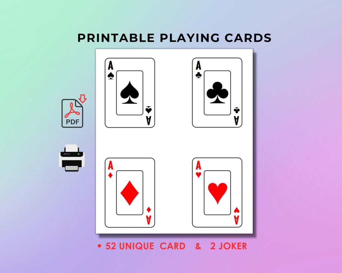 Printable Pokeno Cards 52 Unique, Printable Cards, Instant Download ...