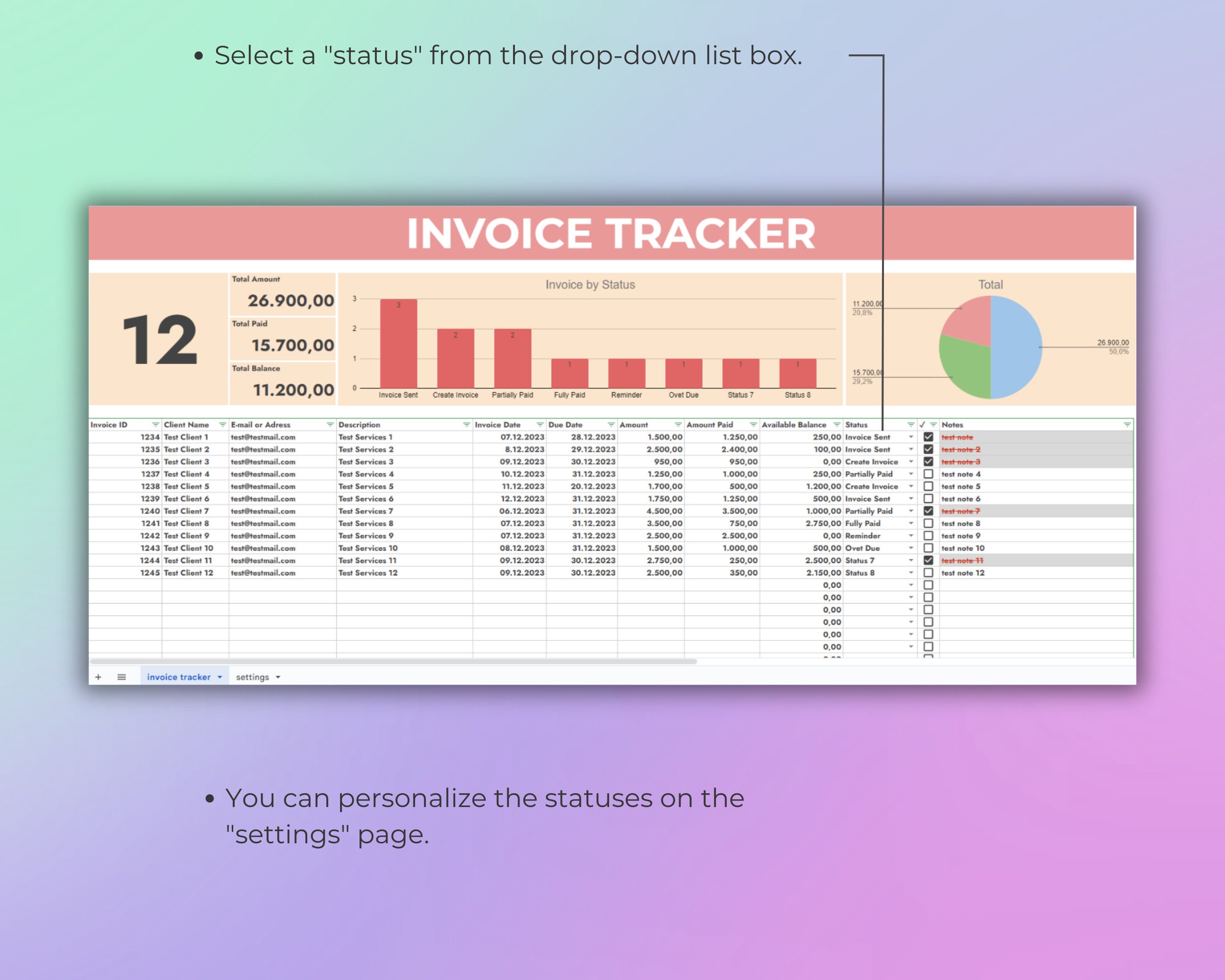 Invoice Tracker Spreadsheet: Small Business Customer Payment Tracker ...