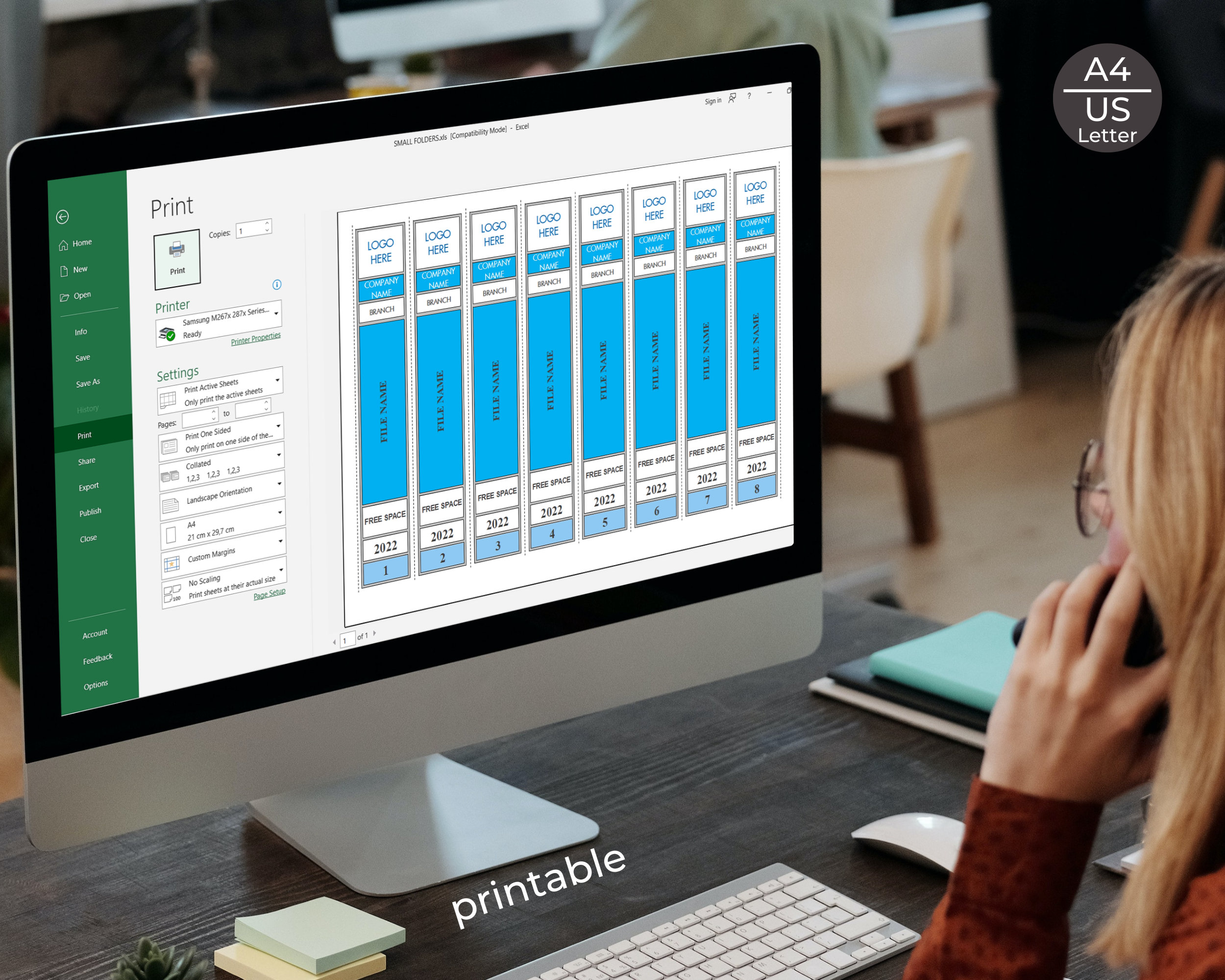 Printable Folder Back Labels: Excel & Google Sheets Template (digital ...