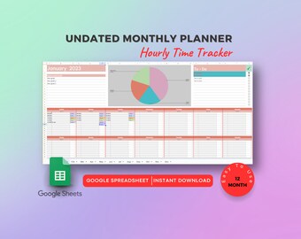 Retro 2023 Digital Monthly Planner and Time Tracker Google Sheets ...