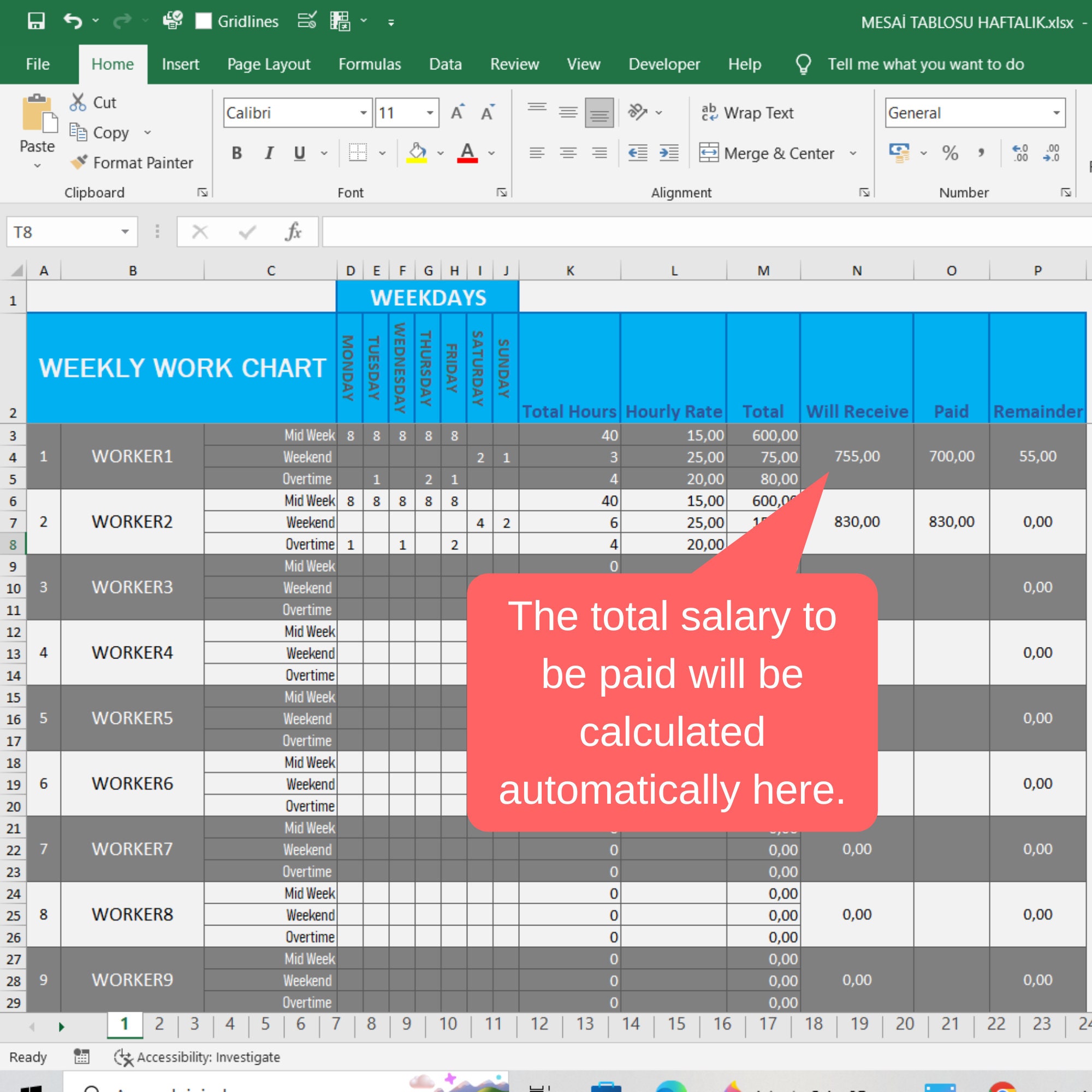 Weekly Time Employee Chart Employee Work Schedule Staff - Etsy