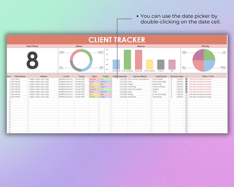 Client Tracker Google Sheets Template: Small Business Customer ...