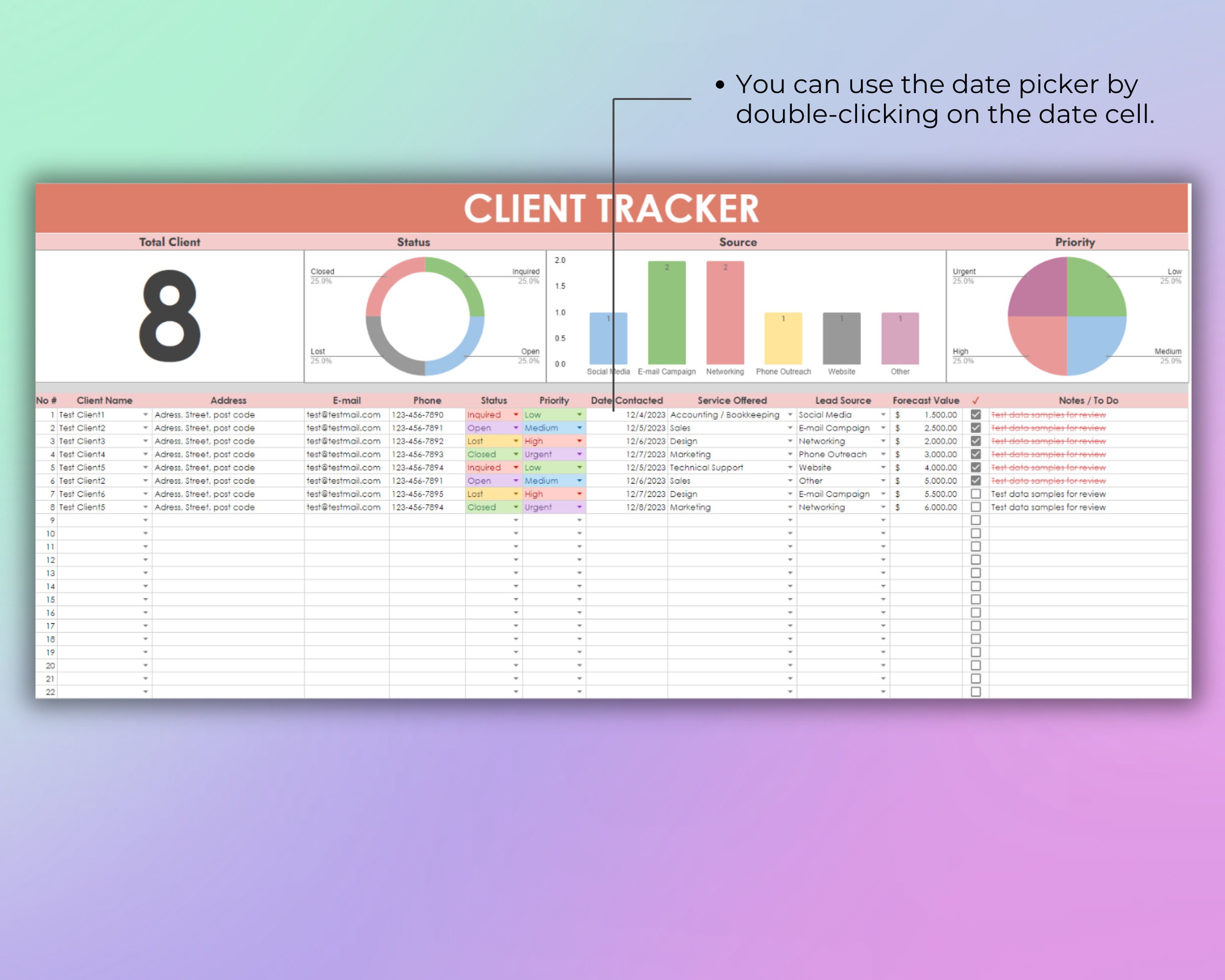 Client Tracker Google Sheets Template: Small Business Customer ...