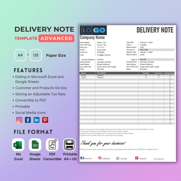 Google Sheets Packing Slip Template - Etsy