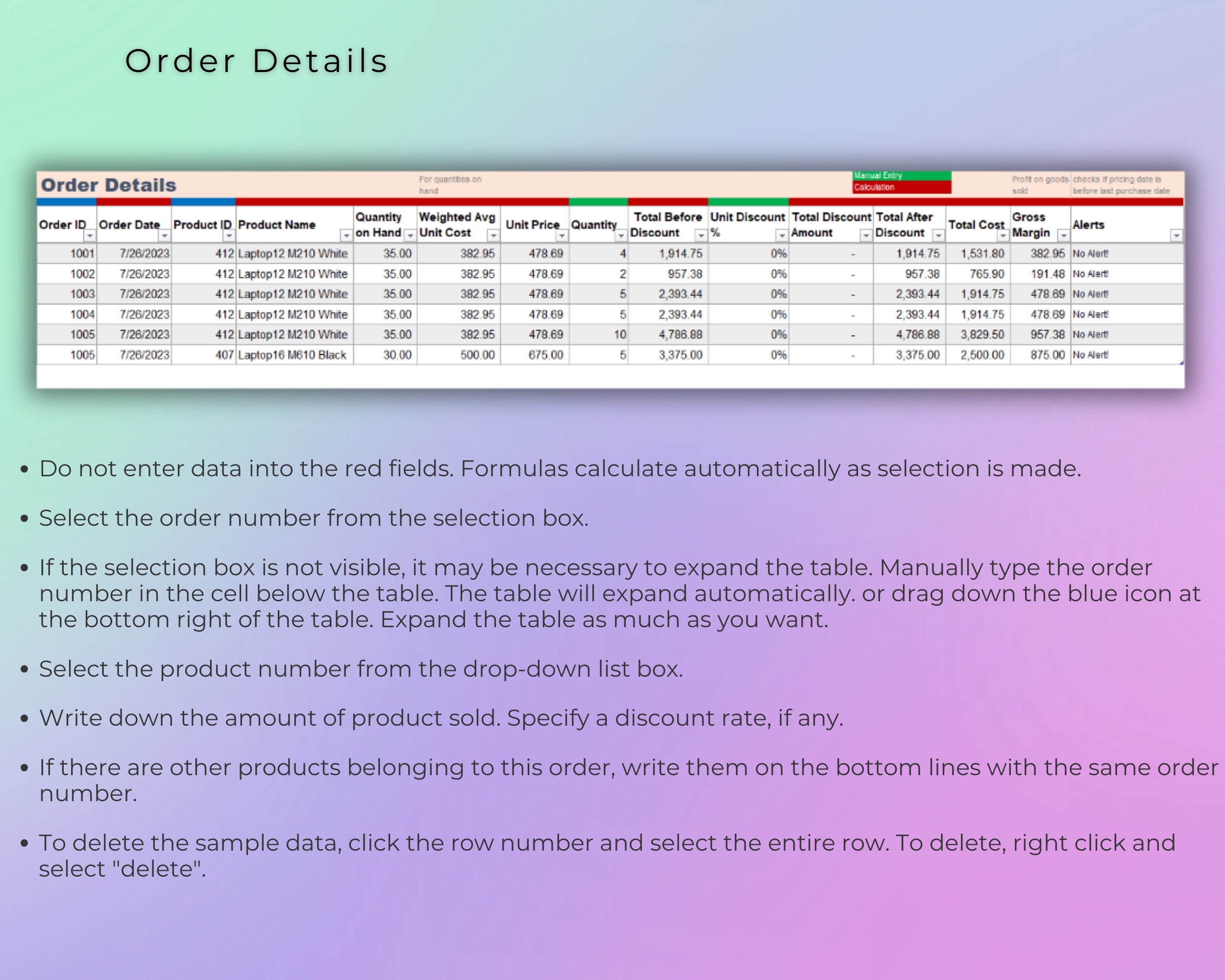 Small Business Bookkeeping Spreadsheet: Order, Inventory, Invoice ...