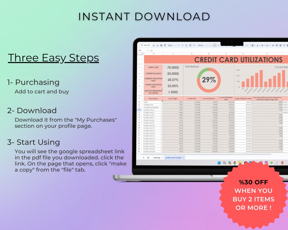 Credit Card Utilization, Google Sheets, Credit Card Tracker ...