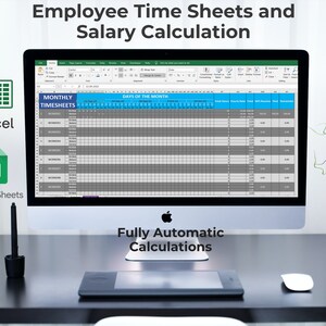 Monthly Time Employee Chart Salary Calculator Employee Work - Etsy