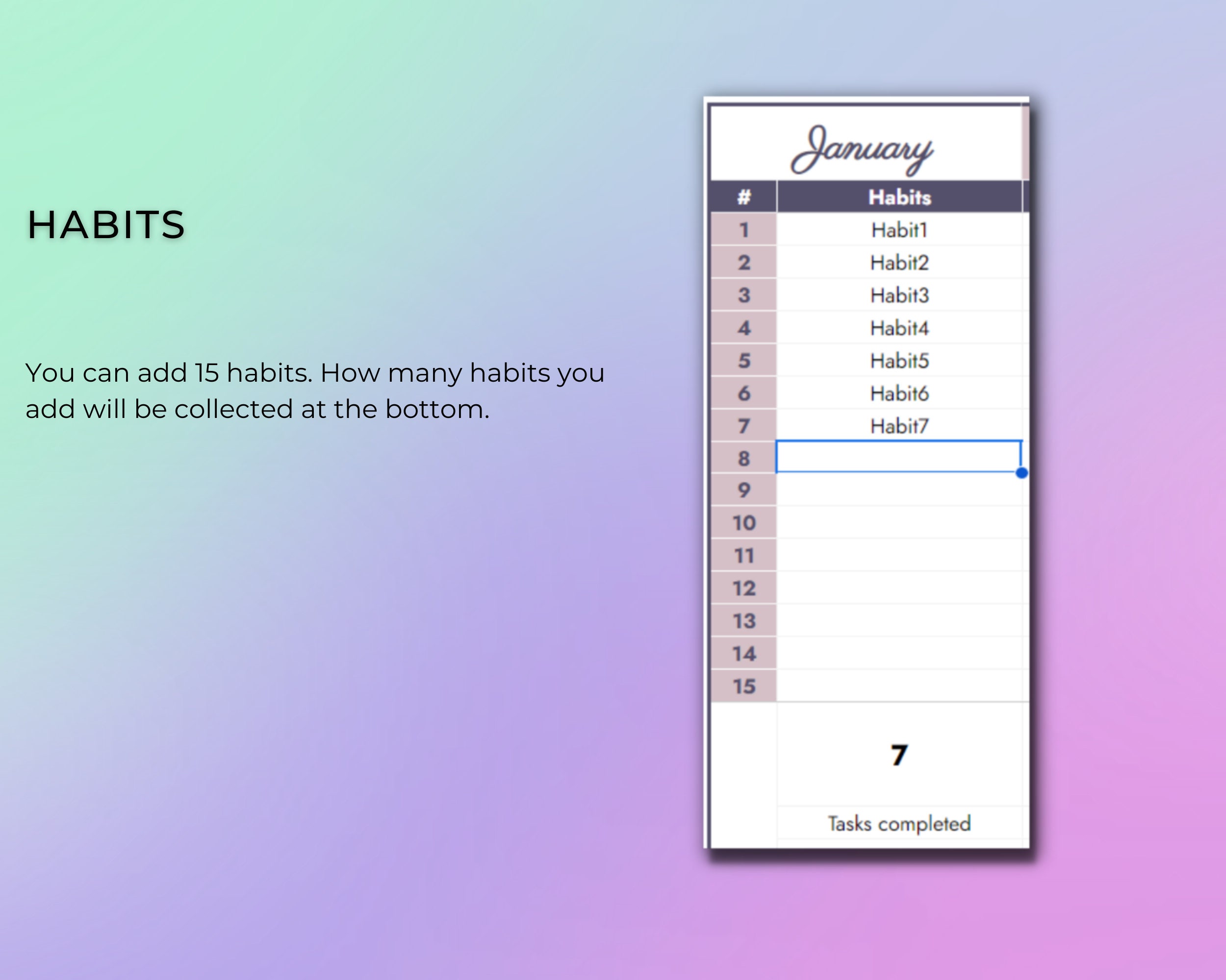 Habit Tracker Spreadsheet for Google Sheets, Daily, Weekly Planner ...