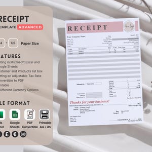Advanced Payment Receipt Template | Excel & Google Sheets | Printable ...