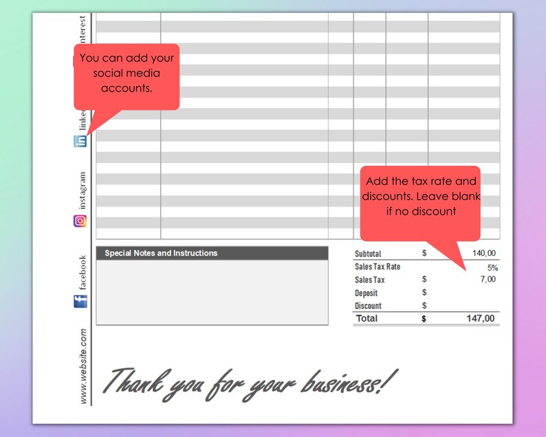 Advanced Invoice and Receipt Template, Selected From Customers and ...