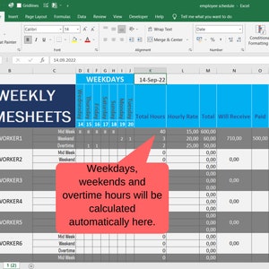 Weekly Time Employee Chart, Employee Work Schedule, Staff Planner ...