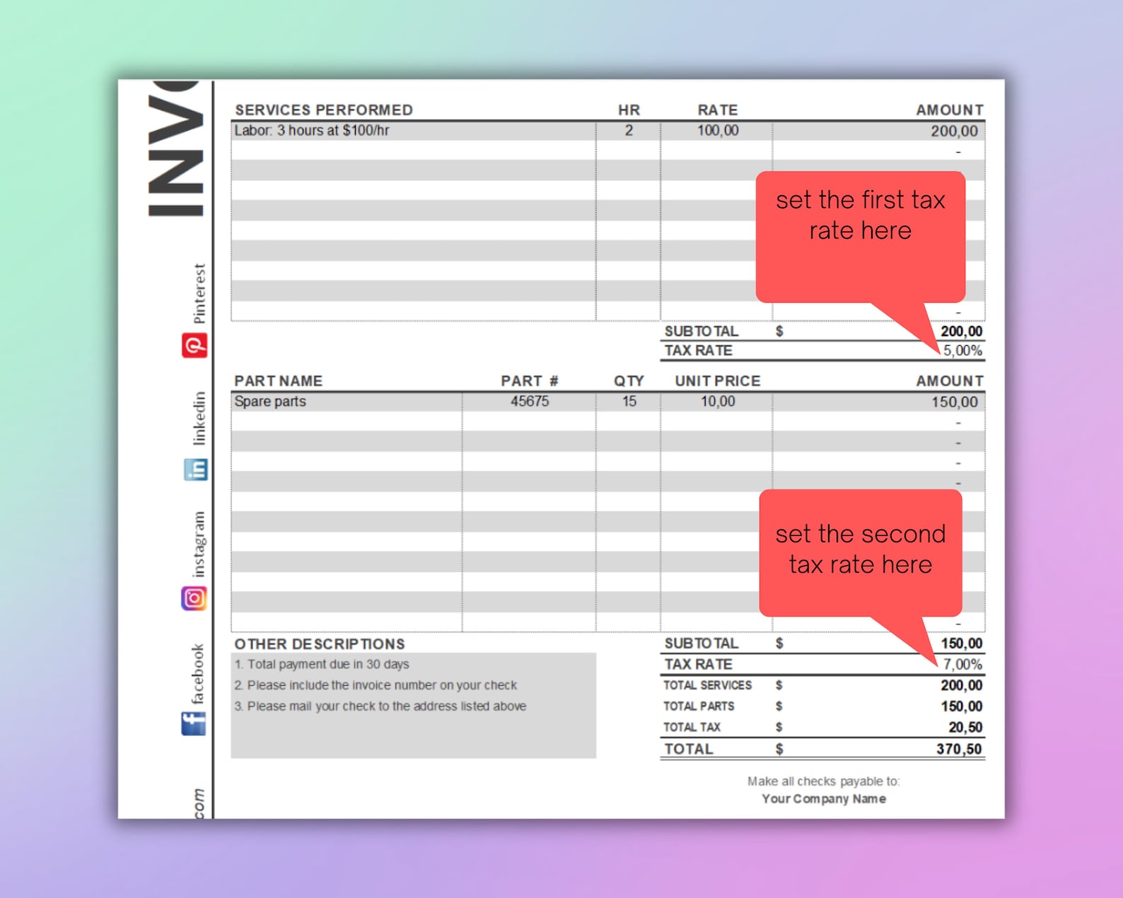Computer Maintenance and Repair Invoice Template, Excel, Google Sheets ...