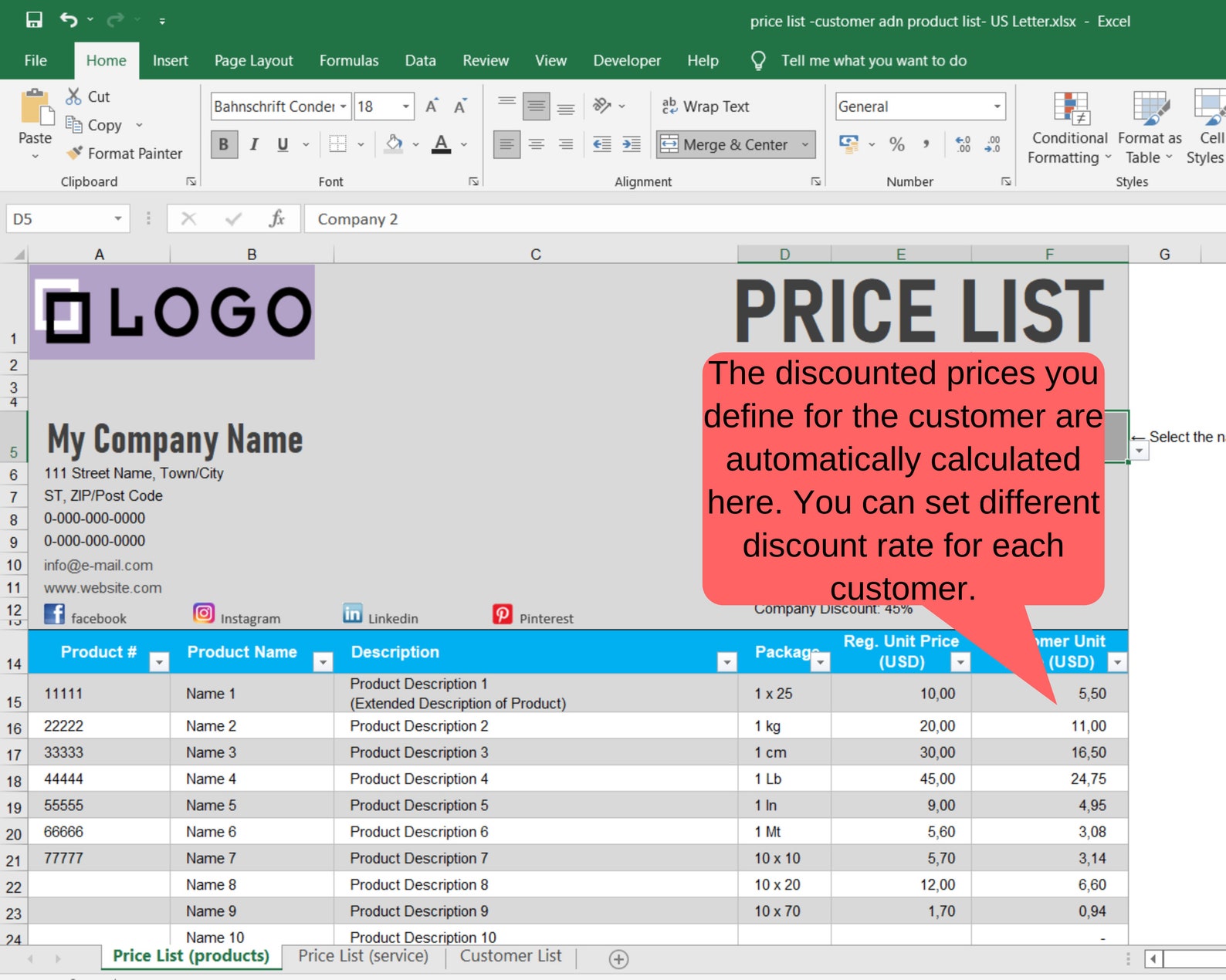 Advanced Price List Template Excel Google Sheets PDF - Etsy