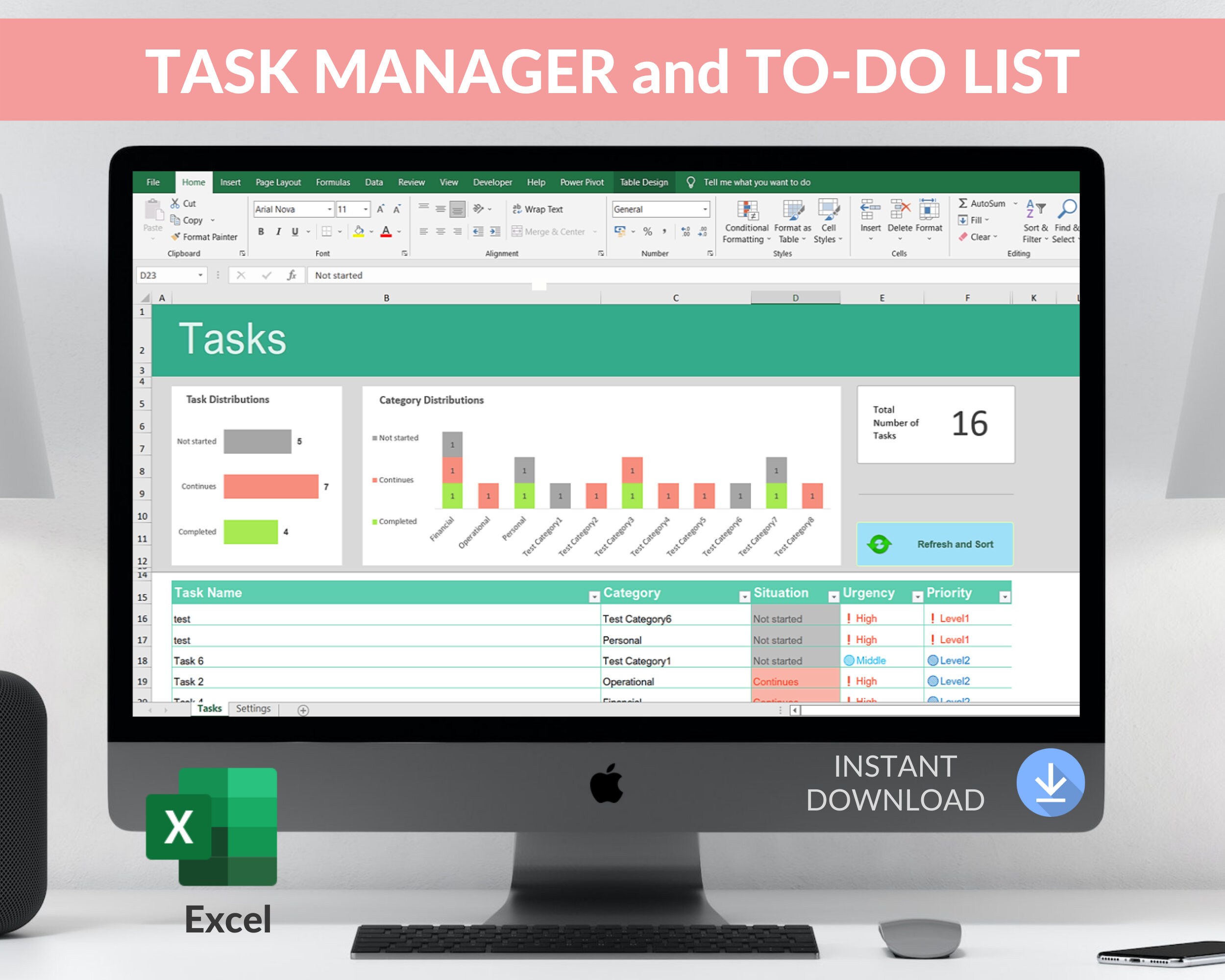 Task Manager Microsoft Excel Daily Schedule Daily Work - Etsy