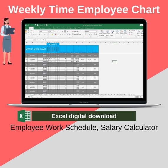 Weekly Time Employee Chart Employee Work Schedule Staff - Etsy