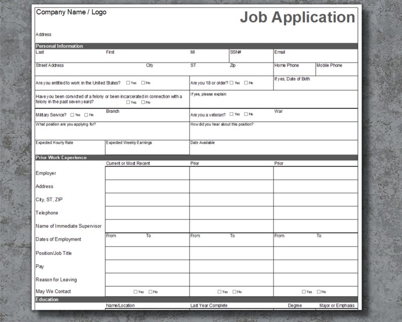 Job Application Template, Google Sheets, Microsoft Excel, PDF, Employee ...