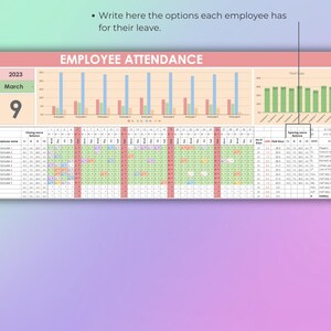 Excel Employee Attendance Tracker: Leave & Absence Chart (digital ...