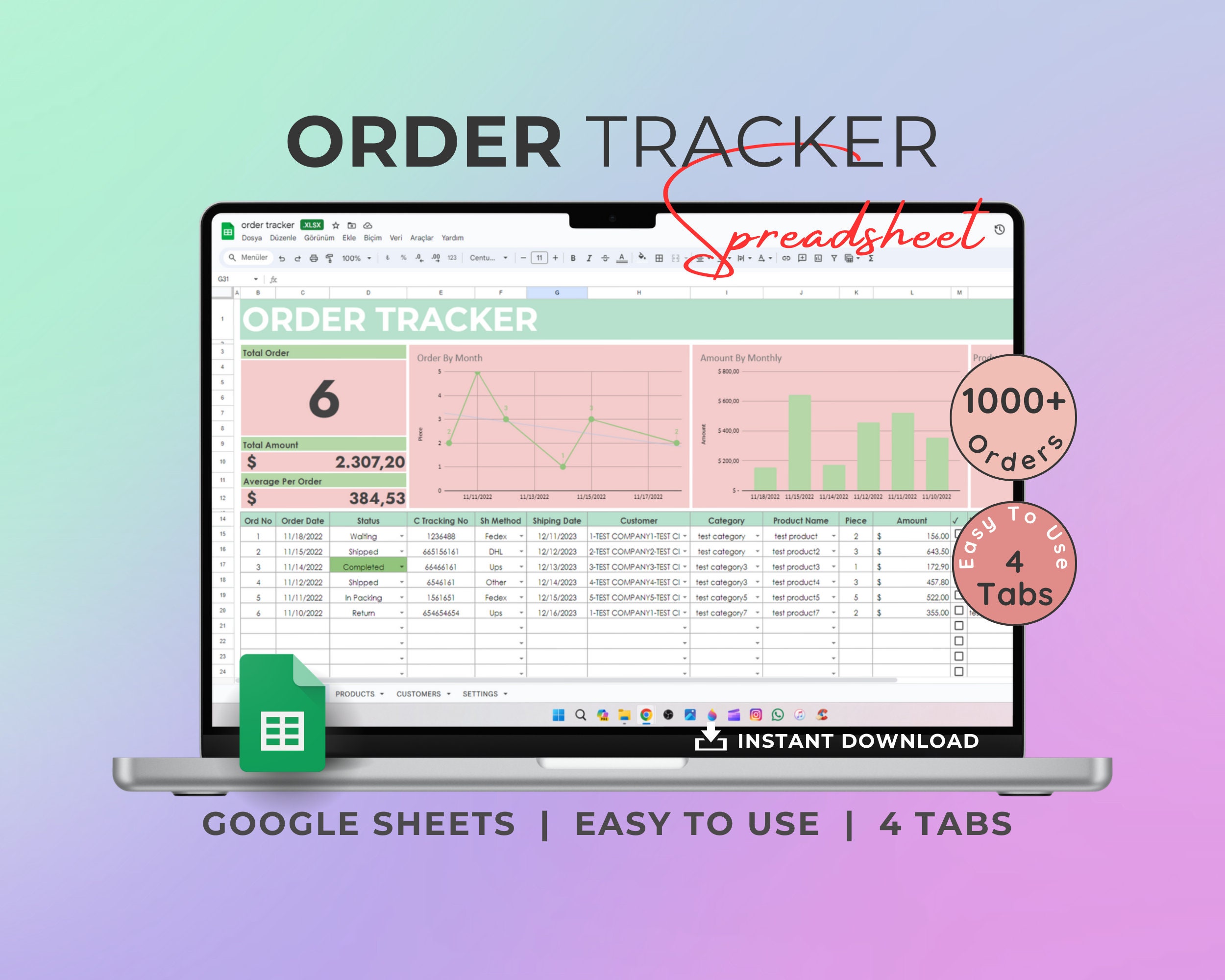 Order Tracker Google Sheets Template, Small Business Spreadsheet ...