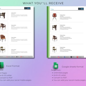 Product Catalog Template: 4 Vertical Designs (excel & Google Sheets) - Etsy