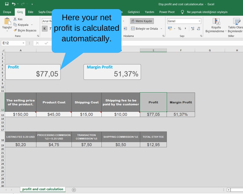 Etsy Fees and Profit Spreadsheet. Calculate Your Product Cost and ...