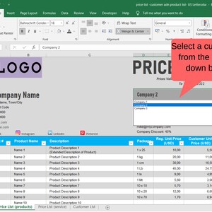 Advanced Price List Template, Excel, Google Sheets, PDF Convertible ...