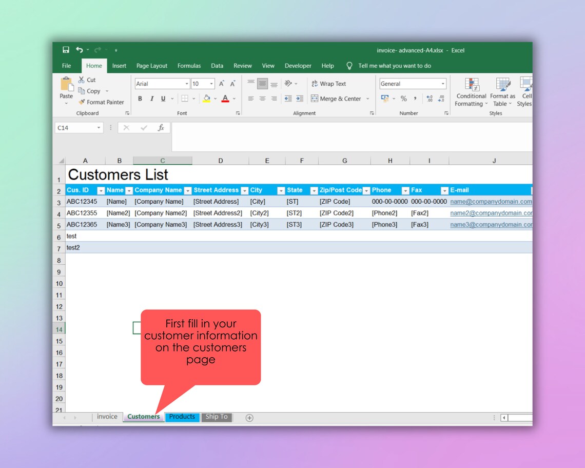 Advanced Invoice Template, Selected From Customers and Products List ...