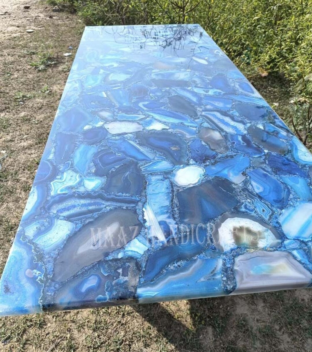 Agate Dining Table, Blue Agate Table Top, Coffee Table, Agate Stone ...