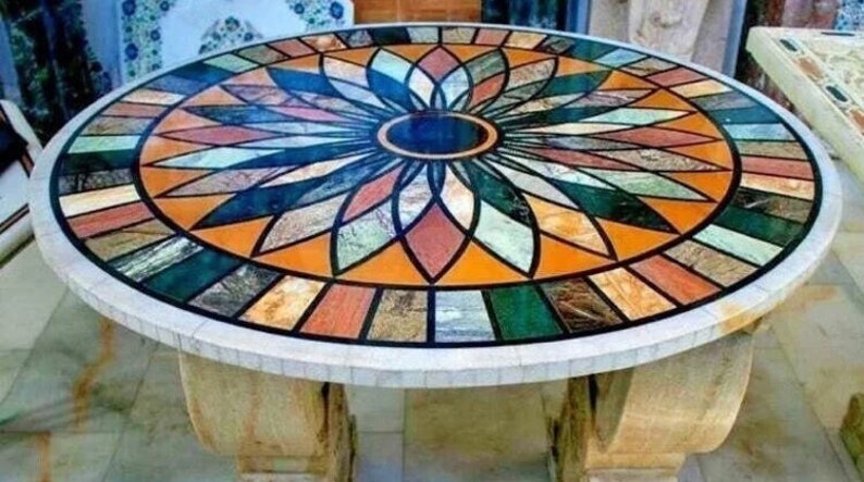 Round Marble Coffee Table/ Unique Handmade Marble Table Top/ Perfect ...