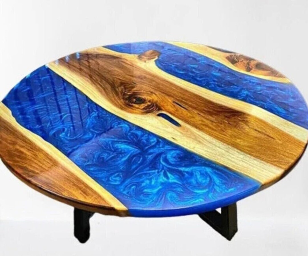 Blue Epoxy River Table, Round Epoxy Tables, Epoxy River Table, Round ...