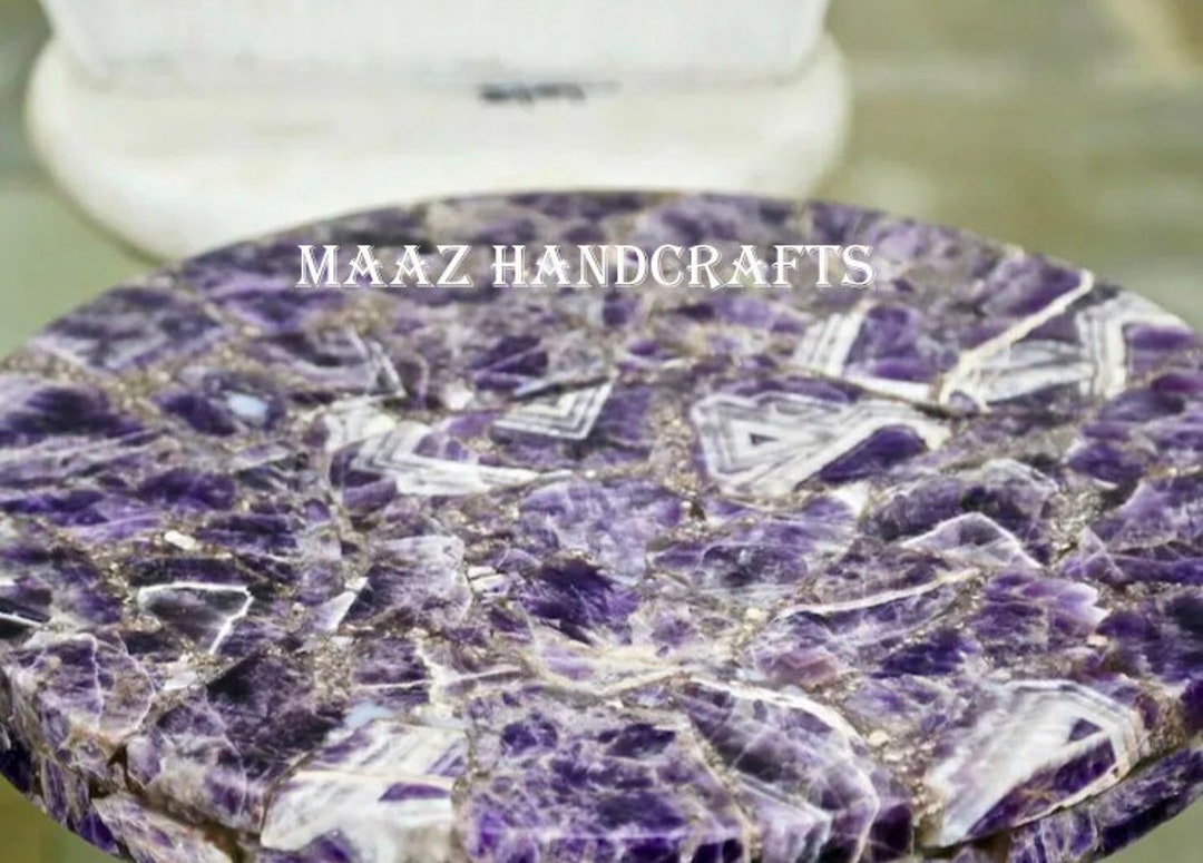 Amethyst Table/amethyst Coffee Table Top/ Round Amethyst Dining Table ...