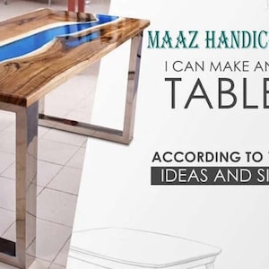 Custom Made Epoxy Coffee & Dining Table, Square Epoxy Tabletop for Home ...