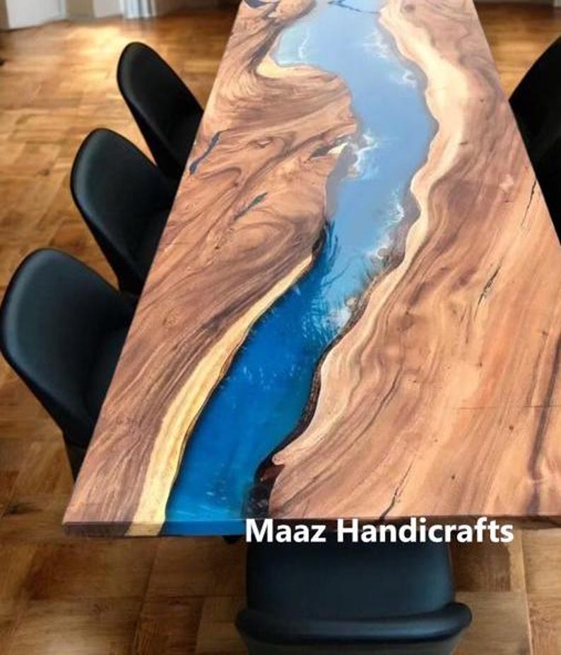 Blue Epoxy Dining Table/resin Furniture / Resin Table Top/ Kitchen ...