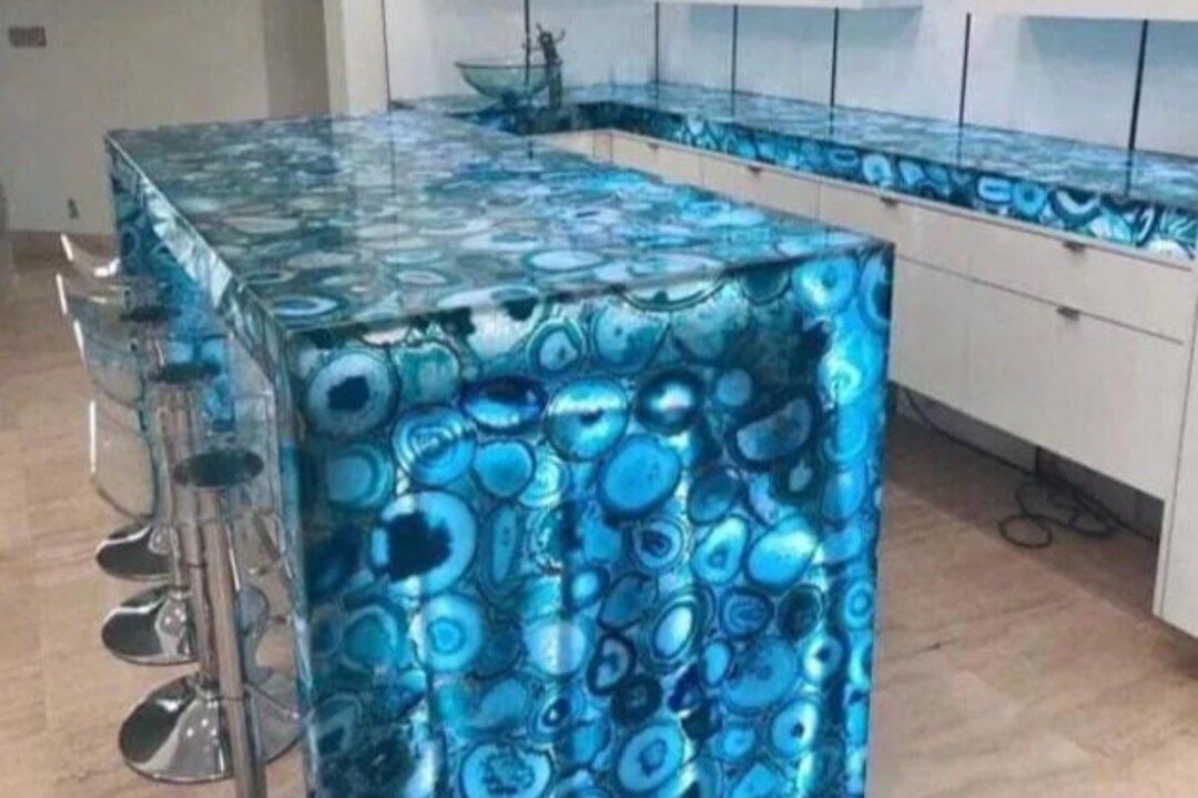 Blue Agate Stone Bar Counter Bar Countertop Agate Bar Slab - Etsy