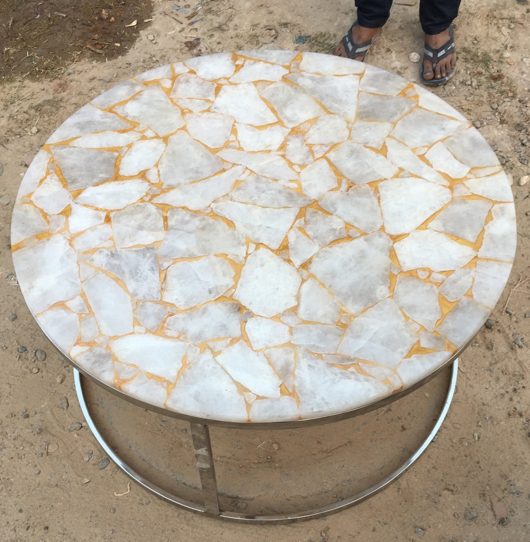 Quartz Coffee & Dining Table, Round Center Table, Quartz Tabletop - Etsy