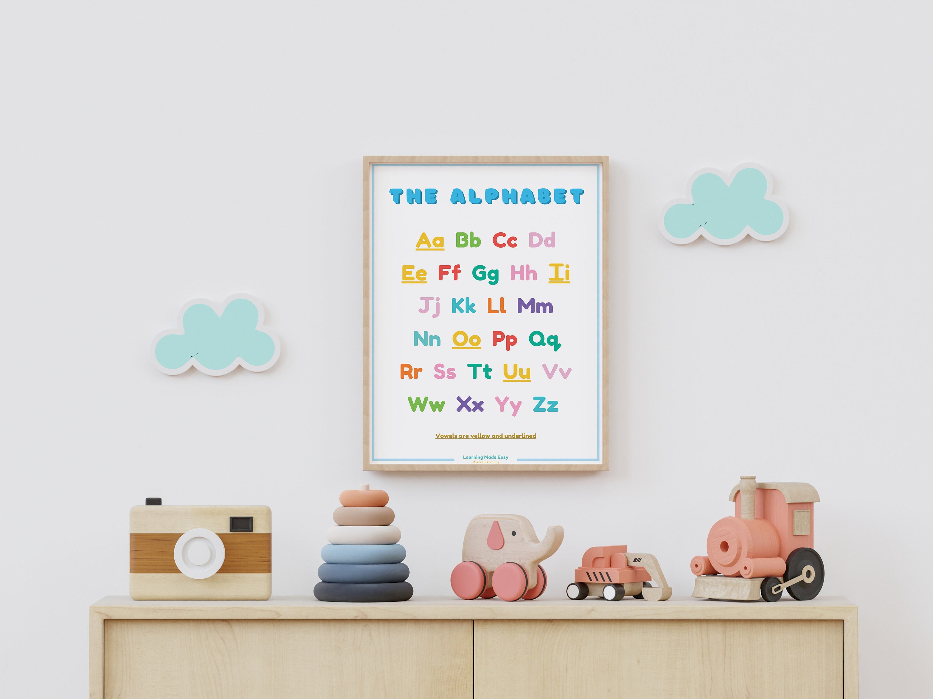 Colourful Alphabet Poster With Highlighted Vowels, Educational Wall Art ...