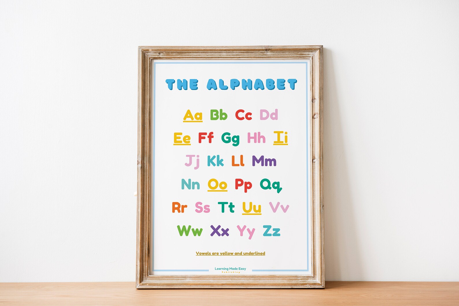 Colourful Alphabet Poster With Highlighted Vowels, Educational Wall Art ...
