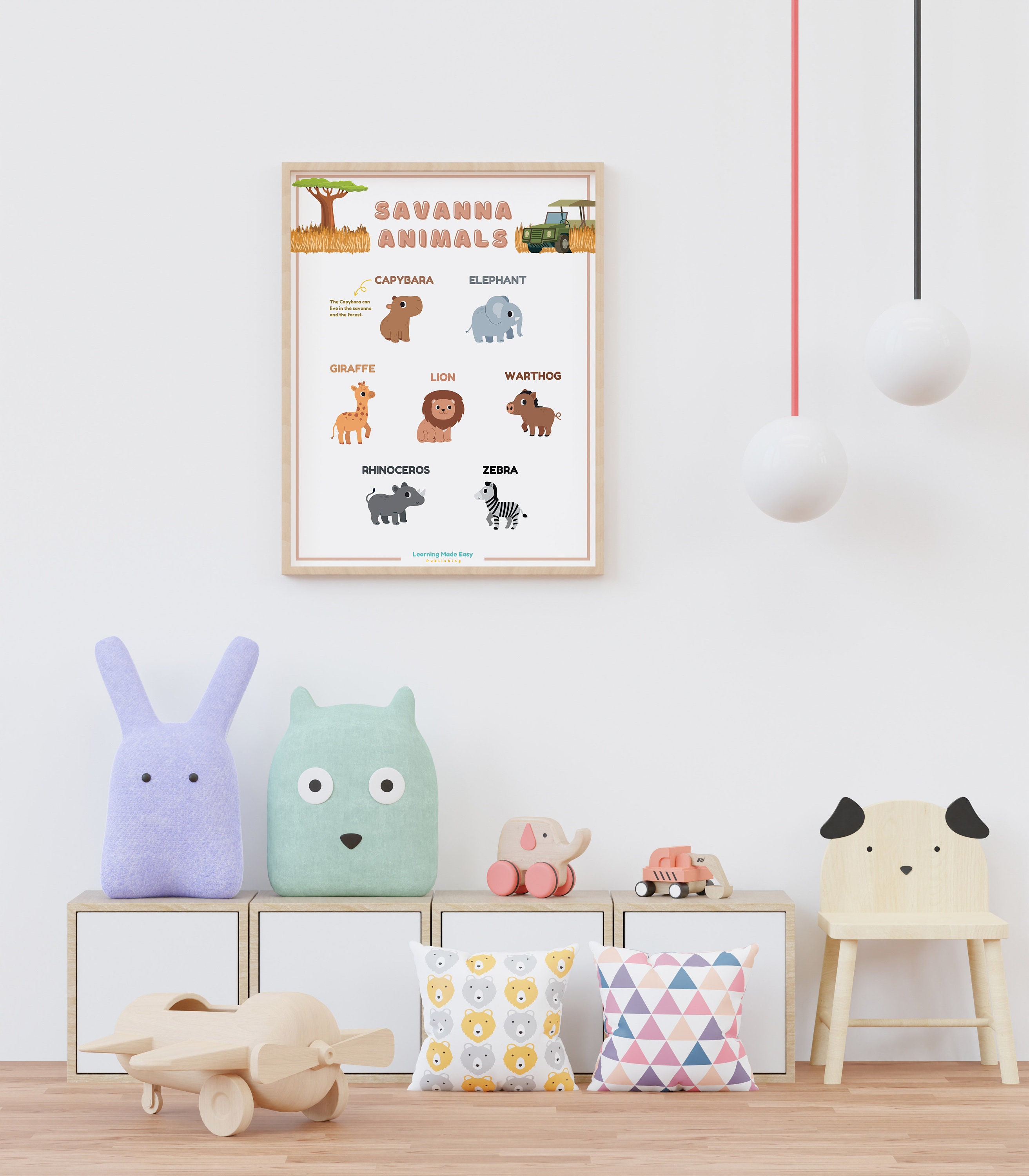 Savanna Animals Poster, Animal Wall Art, Montessori Educational Wall ...