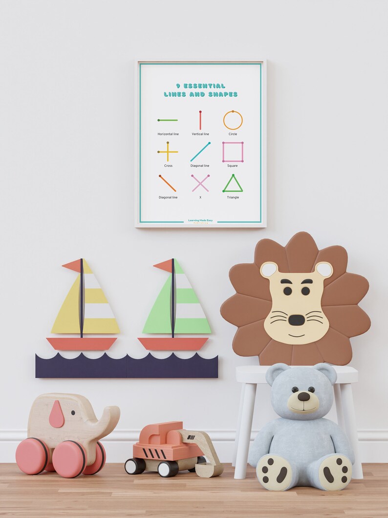 Pre Writing Lines and Shapes Handwriting Poster, Educational Print ...