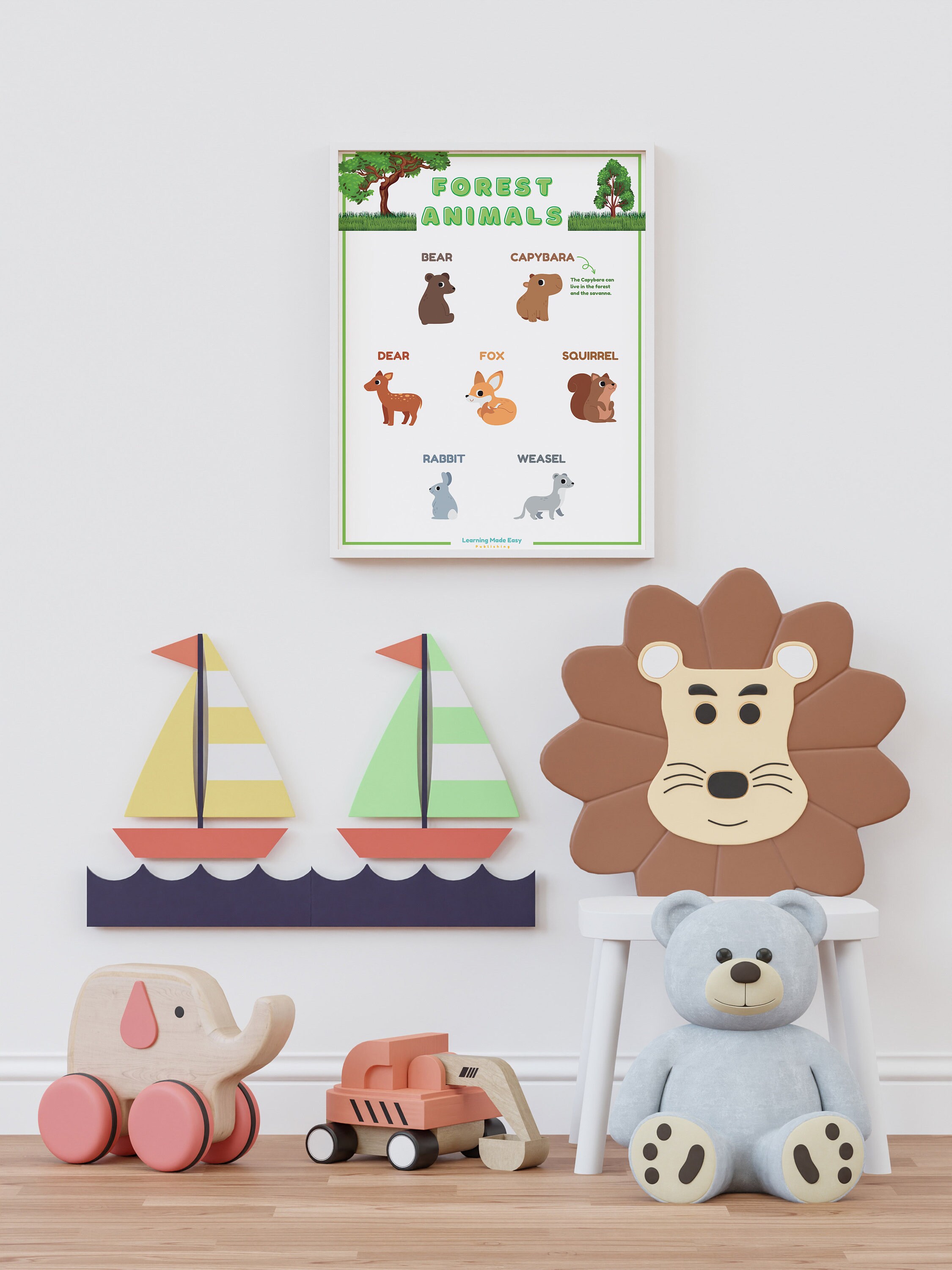 Forest Animals Poster, Animal Wall Art, Montessori Educational Wall Art ...