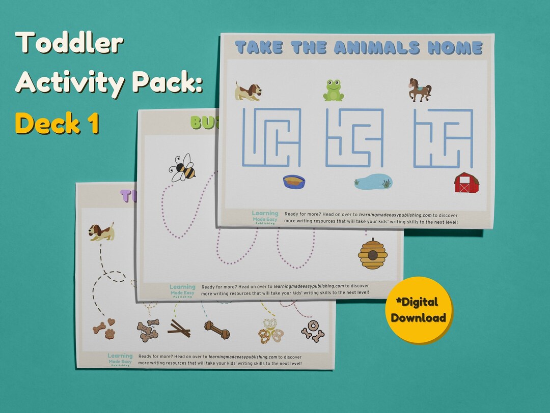 Toddler Activity Pack: Deck 1, Pre Writing Tracing Practice, Busy Book ...
