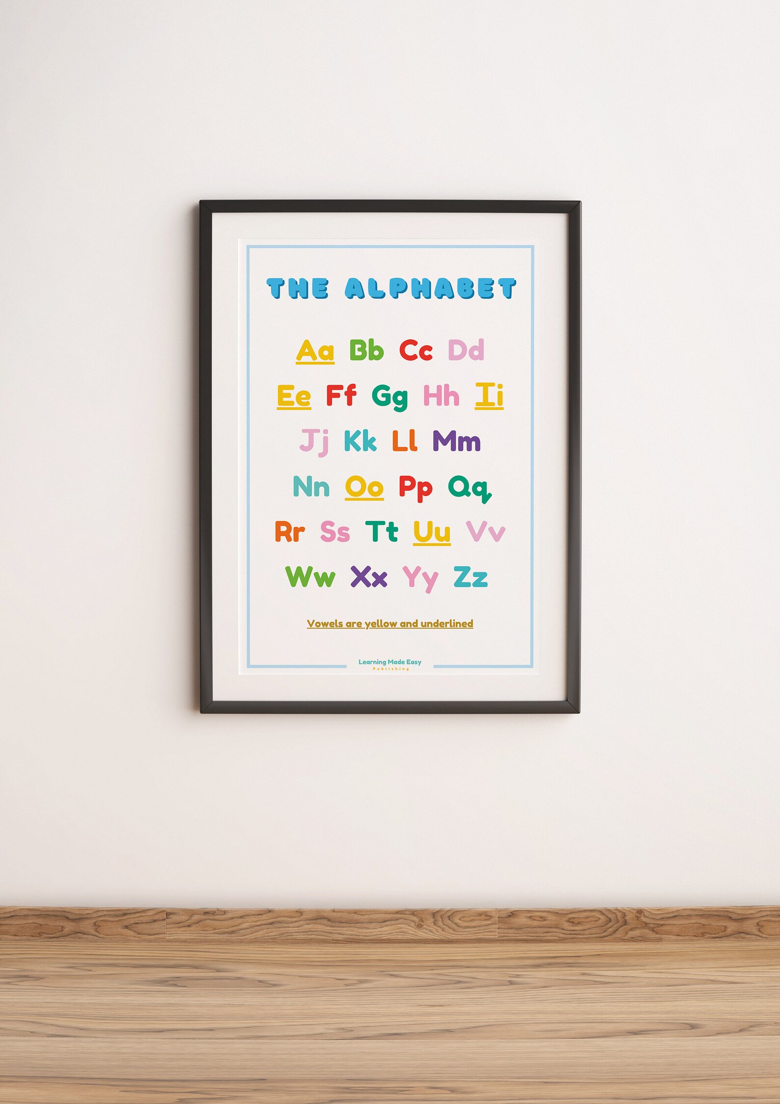 Colourful Alphabet Poster With Highlighted Vowels, Educational Wall Art ...