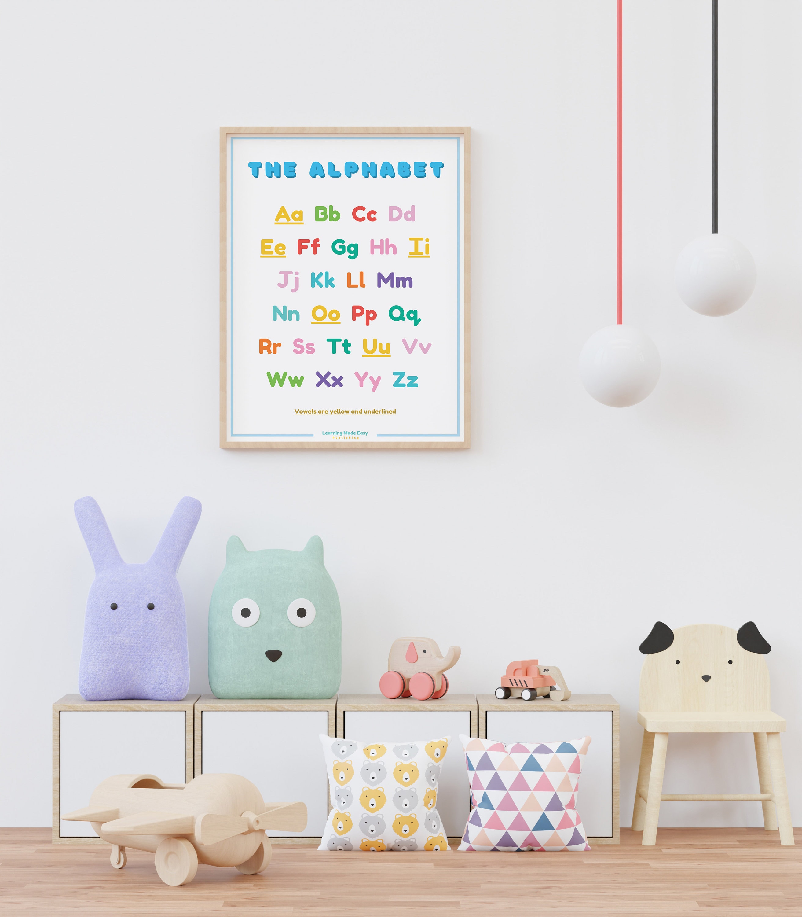 Colourful Alphabet Poster With Highlighted Vowels, Educational Wall Art ...
