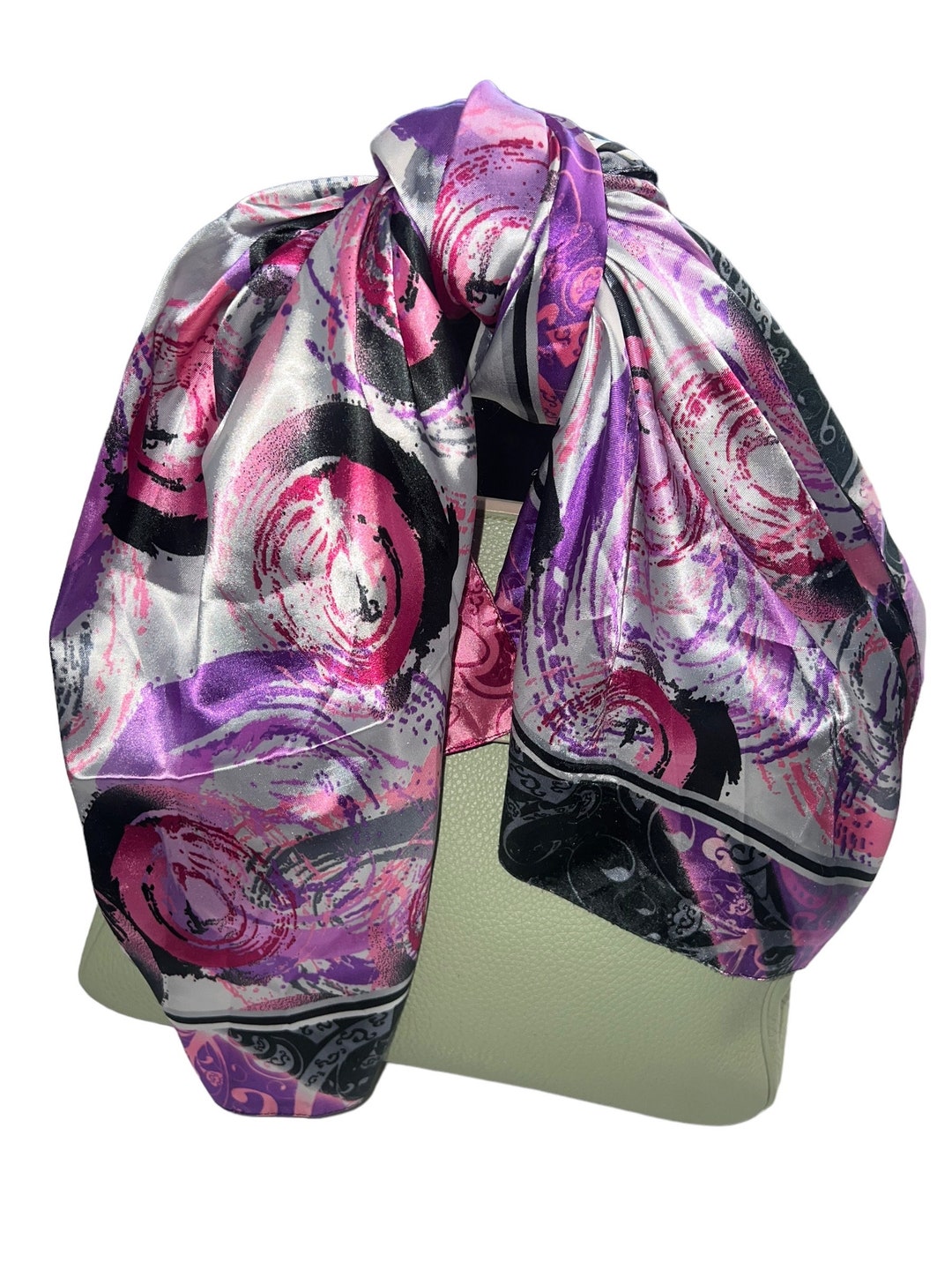 Vintage Retro Rare Stunning Square Patterned Erbil Luxury Scarf Purple ...